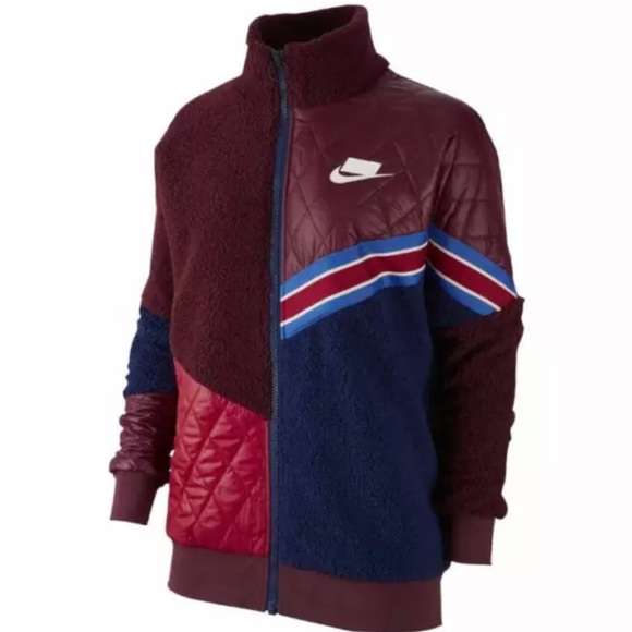 Nike | Tops | Nike Womens Retro Maroon Sherpa Fleece Quilted Track ...